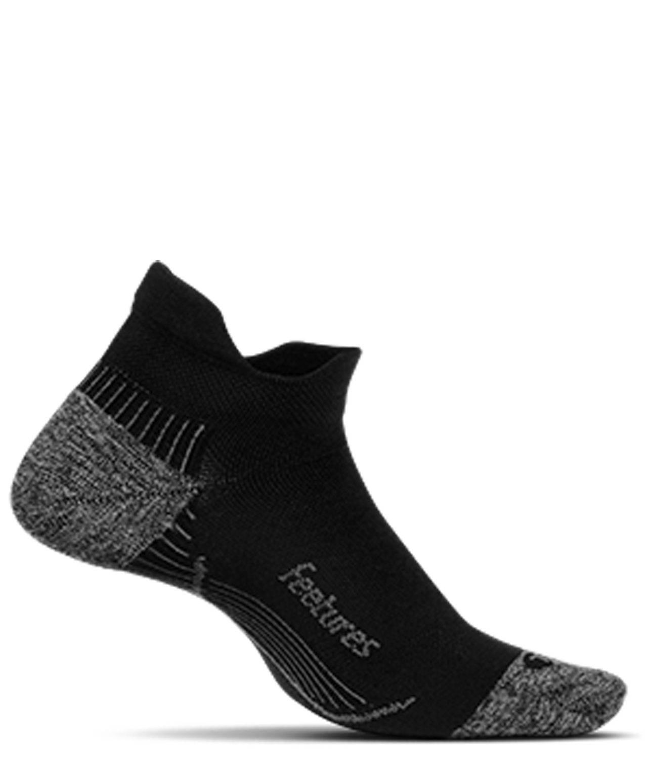 Feetures Plantar Fasciitis Relief Sock Light Cushion No Show Tab Black ...